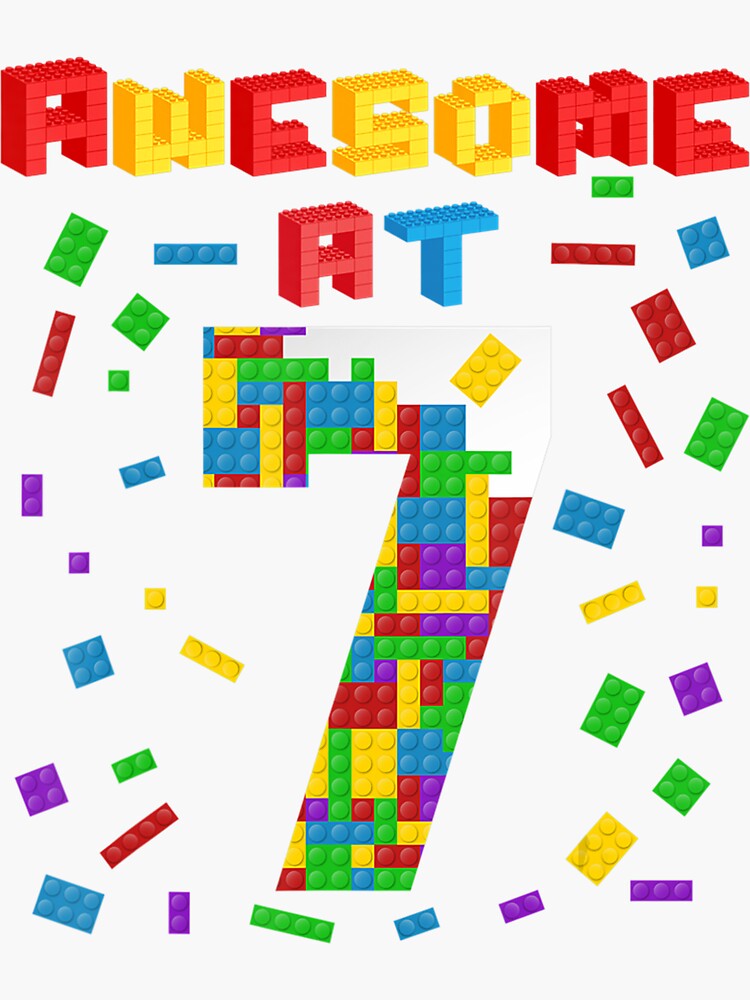 Pegatina «Impresionante en 7 Building Blocks Cumpleaños para niños 7mo ...