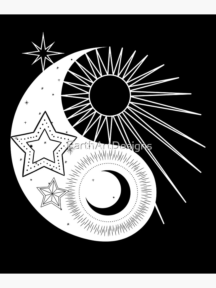 Póster «Diseño de dibujo de líneas de estrellas astrológicas de sol y ...