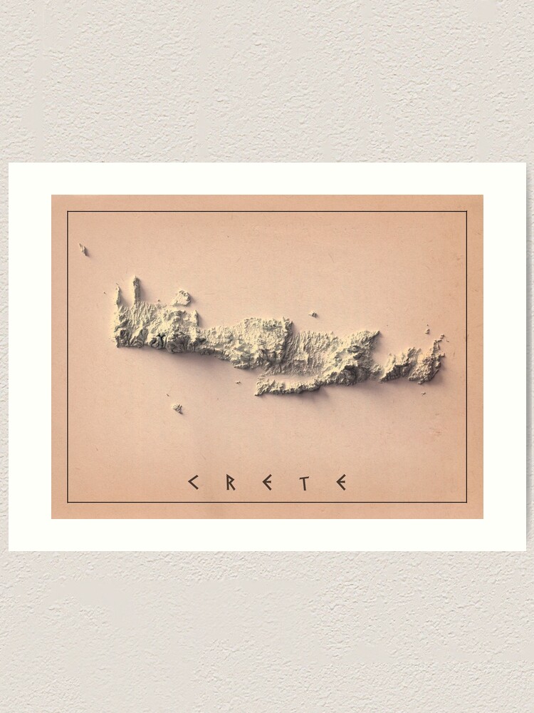 "Crete, Greece Relief Map 3D digitally-rendered" Art Print for Sale by ...
