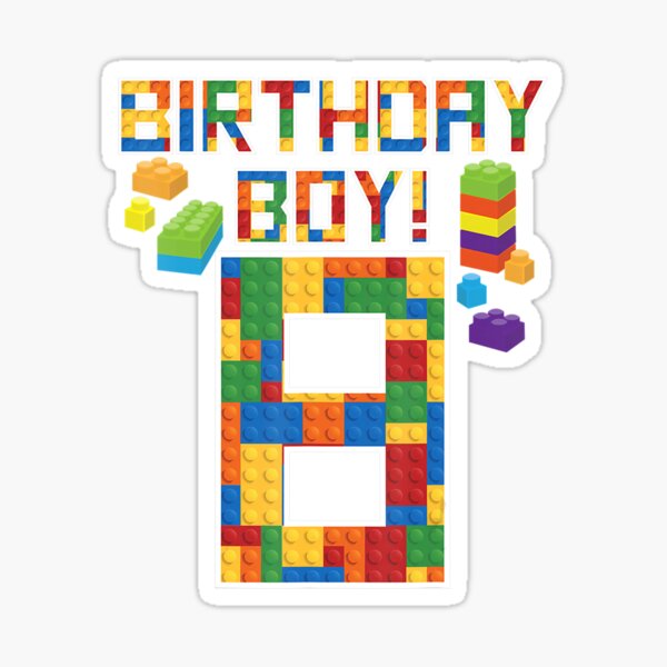 "Cute 8th Birthday 8 Years Old Block Building" Sticker for Sale by ...