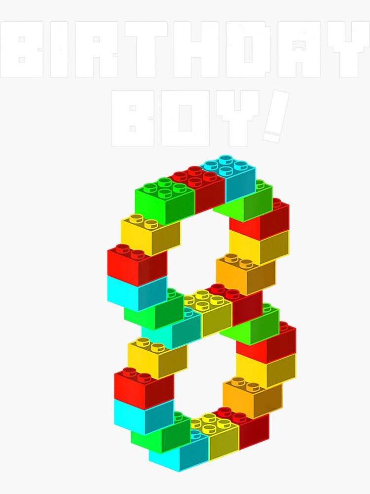 "Cute 8th Birthday 8 Years Old Block Building" Sticker by ChristosPohl ...