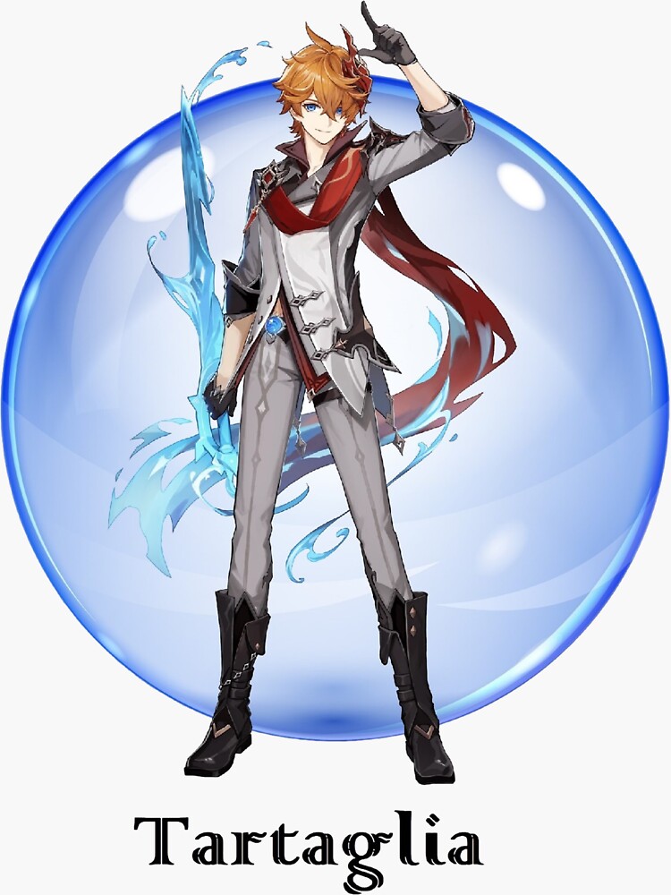 "Tartaglia Childe of Genshin Impact Full Body with Magic Orb" Sticker ...