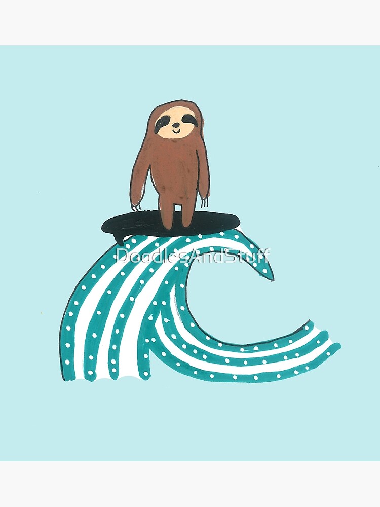 "Surfing Sloth" Art Print for Sale by DoodlesAndStuff | Redbubble
