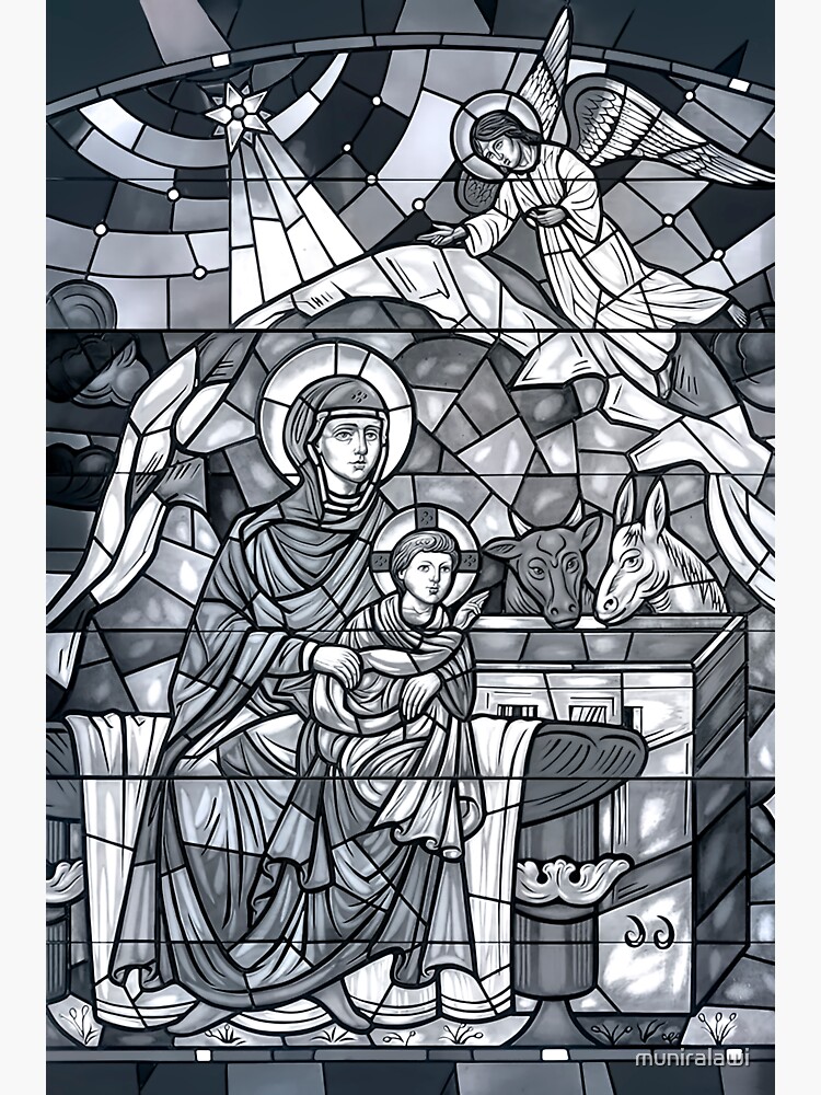 "Stained Glass Bethlehem Star in Black and White" Sticker for Sale by ...