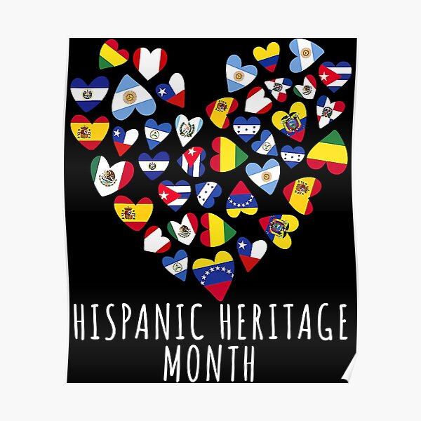 Póster «Mes de la herencia hispana corazón de banderas de todos los ...