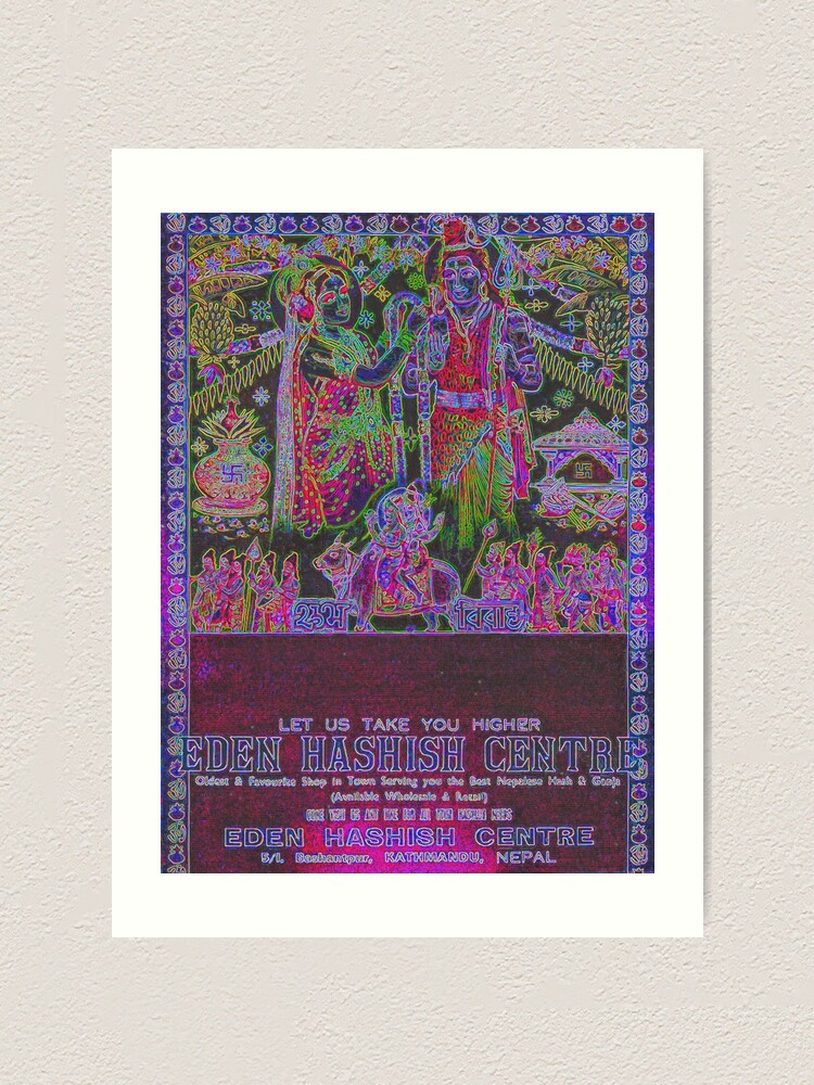 "Vintage Illustrated Psychedelic Neon Poster From Nepal - EDEN HASHISH ...