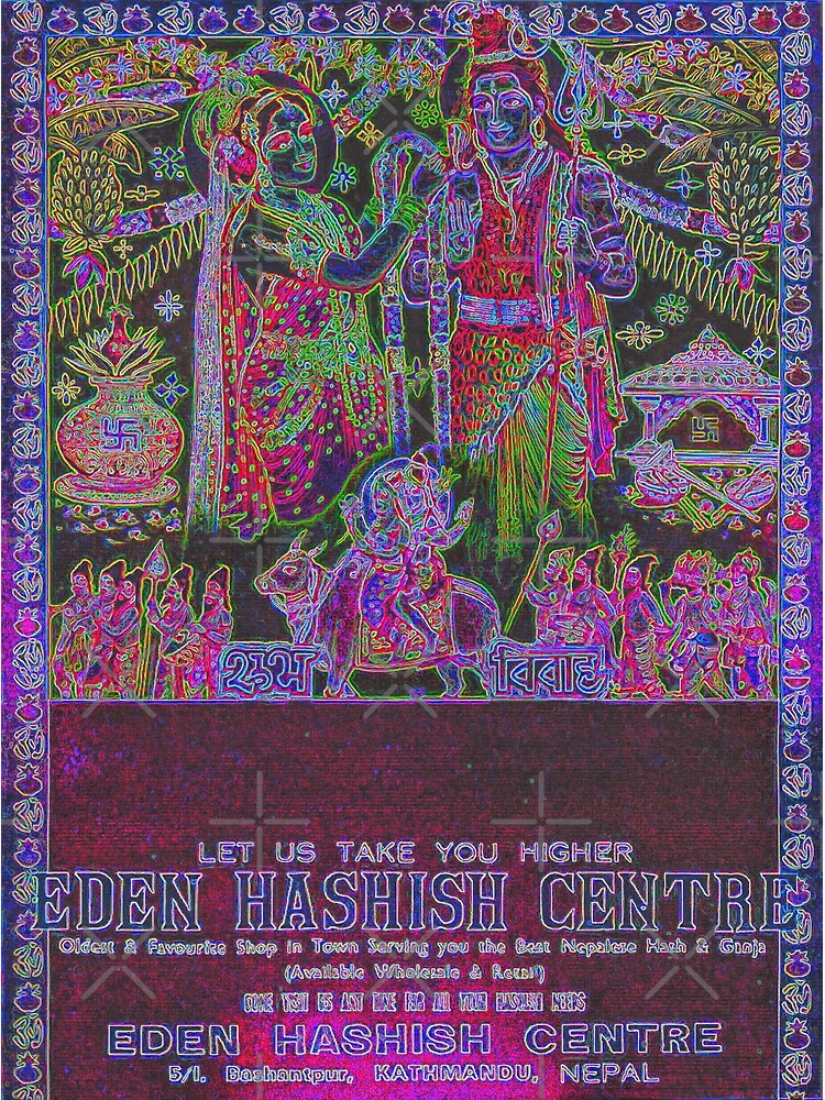 "Vintage Illustrated Psychedelic Neon Poster From Nepal - EDEN HASHISH ...