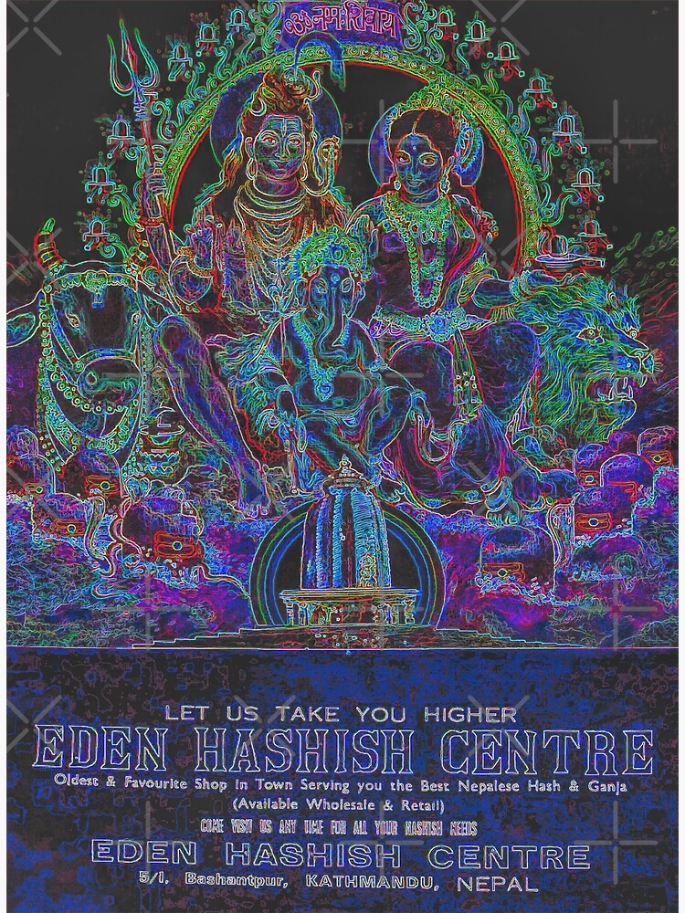 "Vintage Illustrated Psychedelic Neon Poster From Nepal - EDEN HASHISH ...