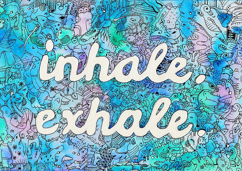 "Inhale, Exhale Zen Doodle Mantra Art" by mishyrowan | Redbubble