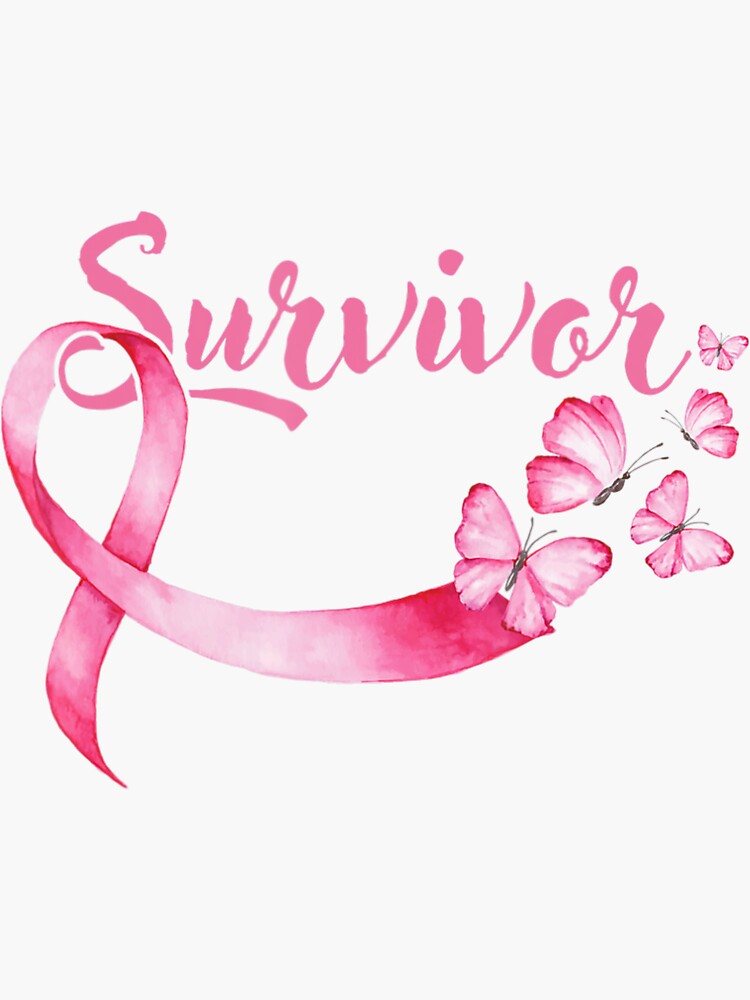 "Breast Cancer Awareness Pink Butterflies Ribbon Survivor" Sticker by ...