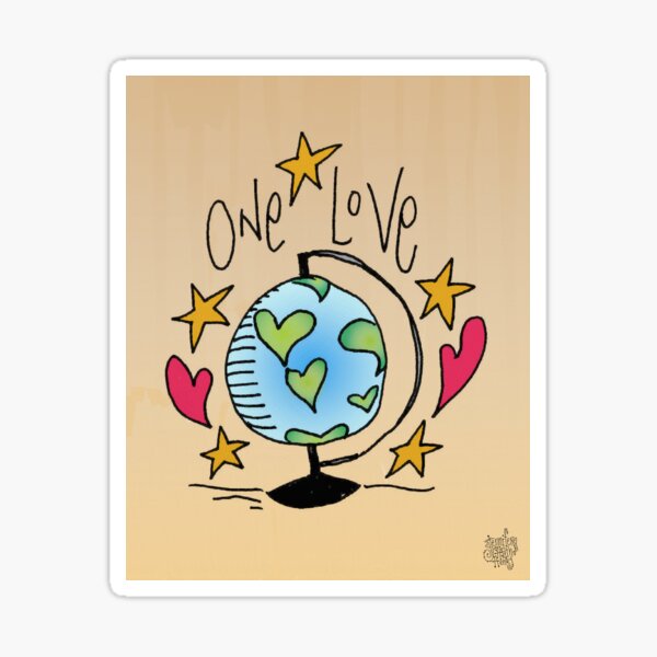 "One Love" Sticker for Sale by JenHeathHenry | Redbubble