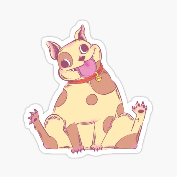 "Spud, The Cake Loving Tubby Pitbull Bulldog Mutt" Sticker by ...