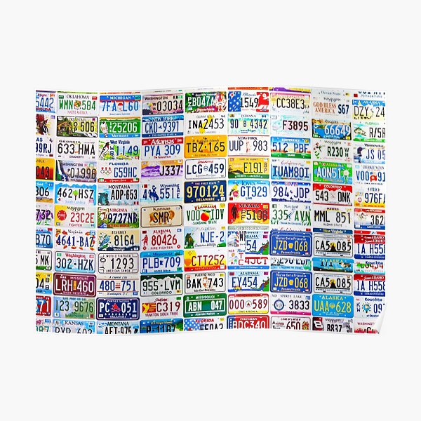 "Licence Plate Wall " Poster for Sale by reedbull | Redbubble
