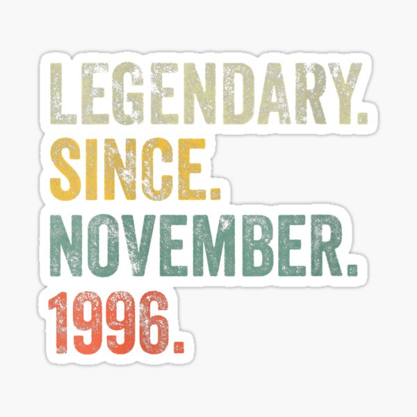 "Womens Vintage 1996 25th Birthday Legendary Since November 1996 ...