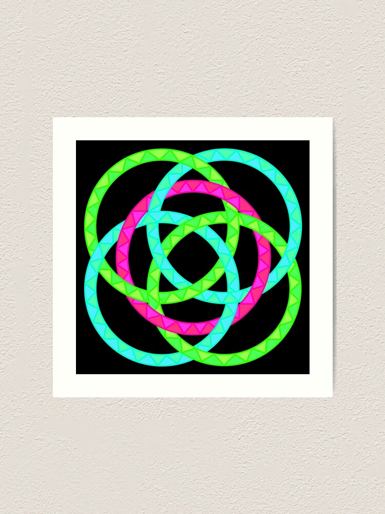 Impression artistique « Anneaux tissés au néon - Motif de cinq anneaux ...