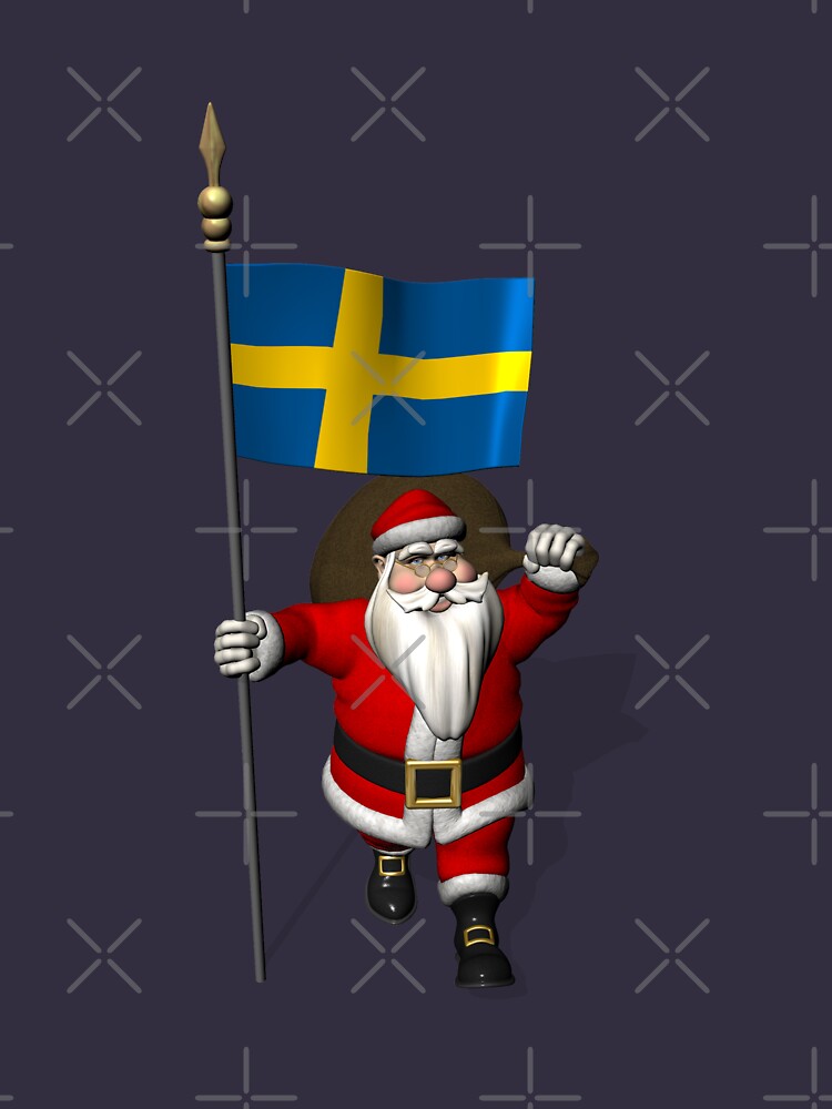 "Santa Claus With Flag Of Sweden" T-shirt by Mythos57 | Redbubble
