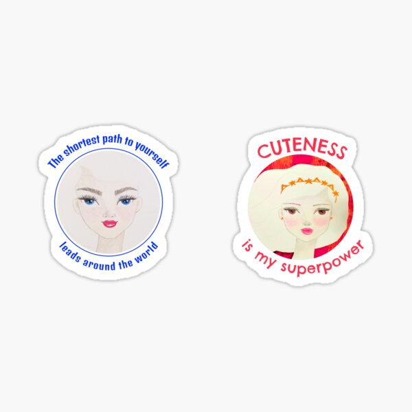 "Cute female face art sticker pack - multiple designs by CoolCleverCute ...