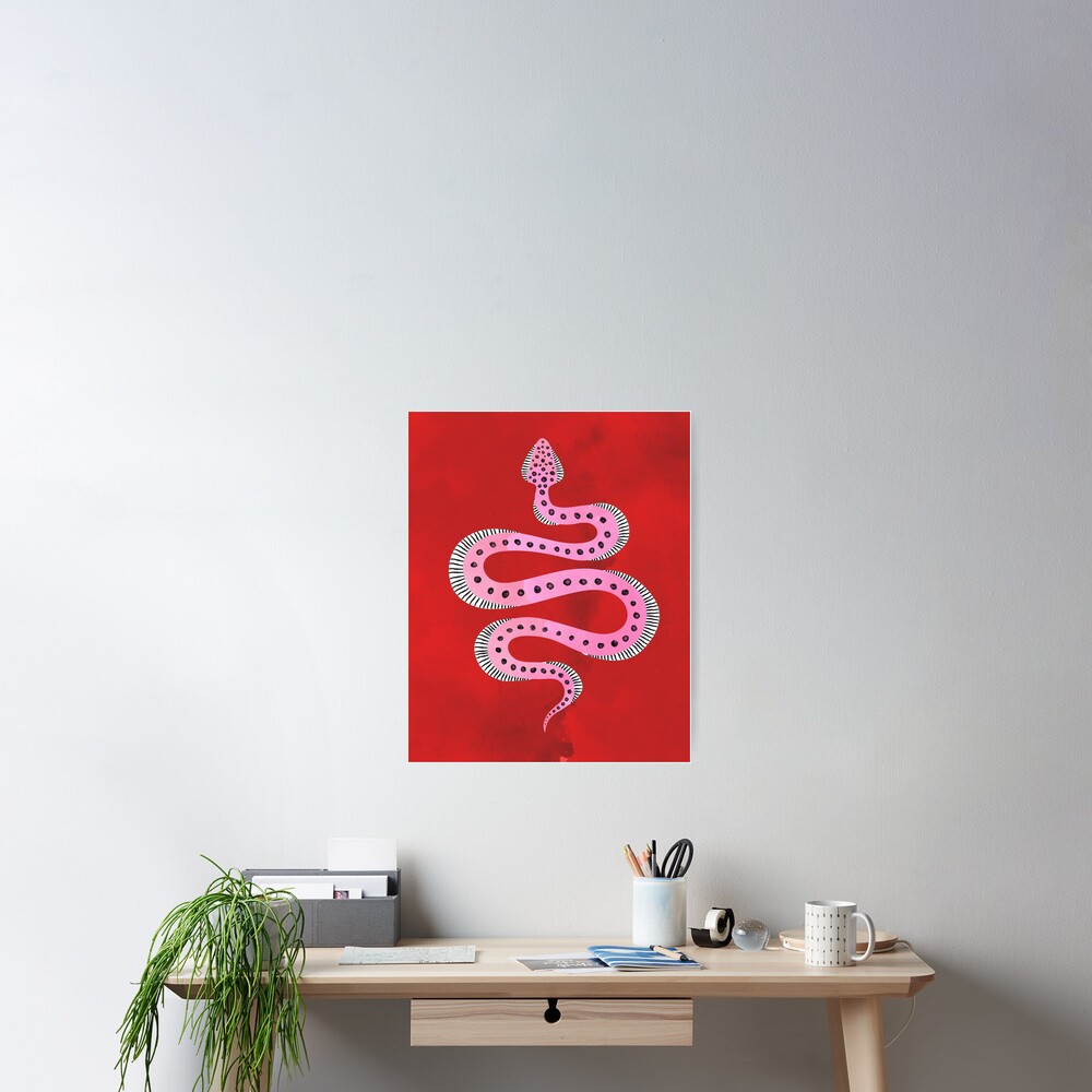 "Pink snake art" Poster by AznavourByKarin | Redbubble