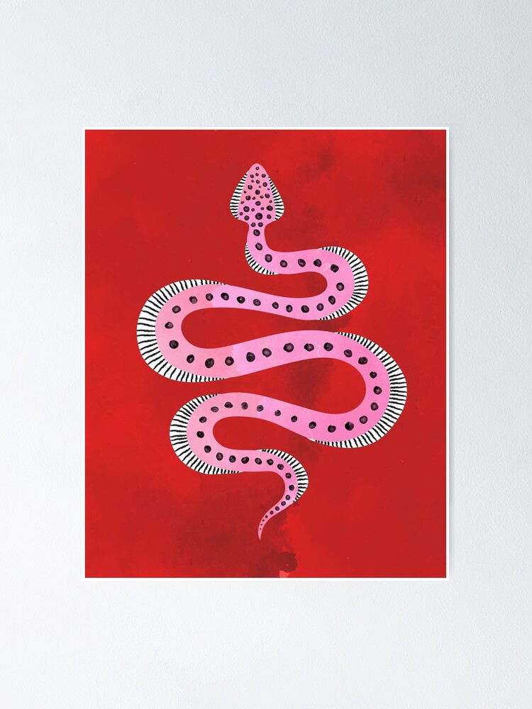 "Pink snake art" Poster for Sale by AznavourByKarin | Redbubble