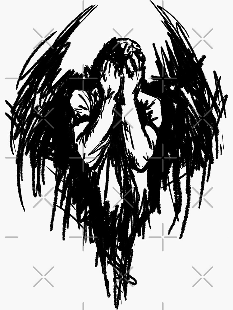 "Lost / in pain / fallen angel / sad /devil inside" Sticker for Sale by ...