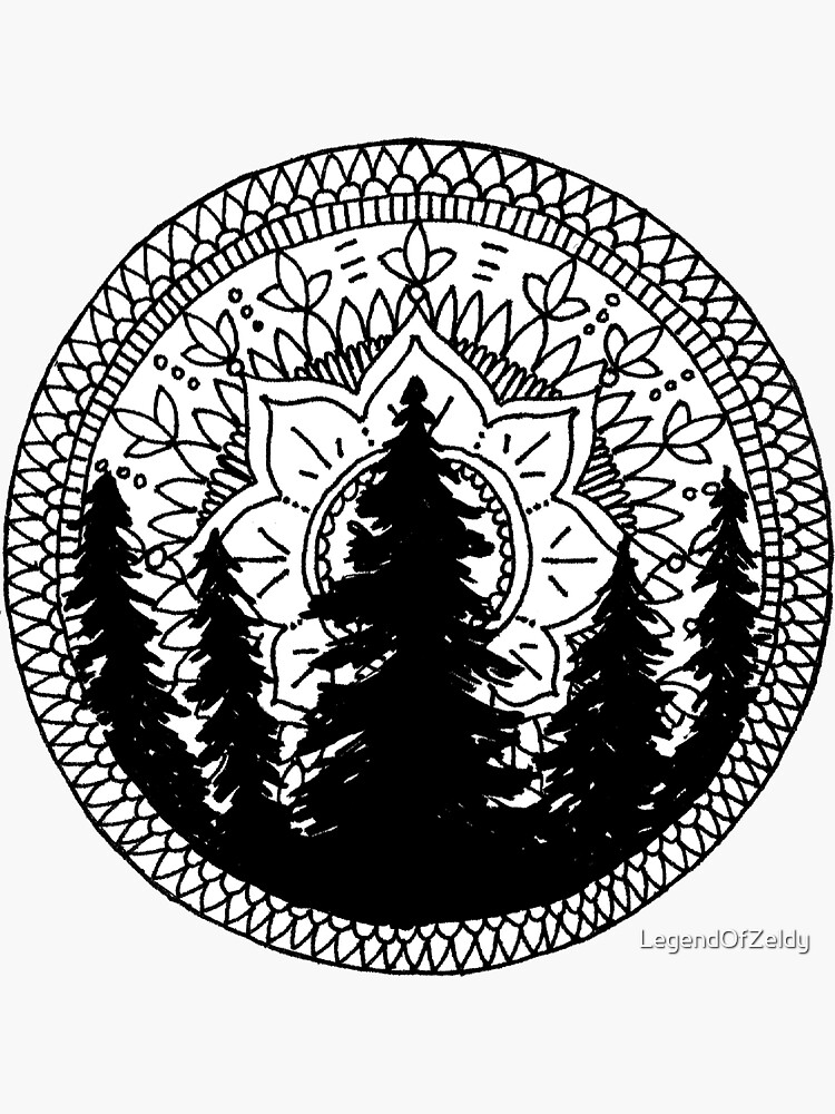 "Pine Forest Mandala" Sticker for Sale by LegendOfZeldy | Redbubble