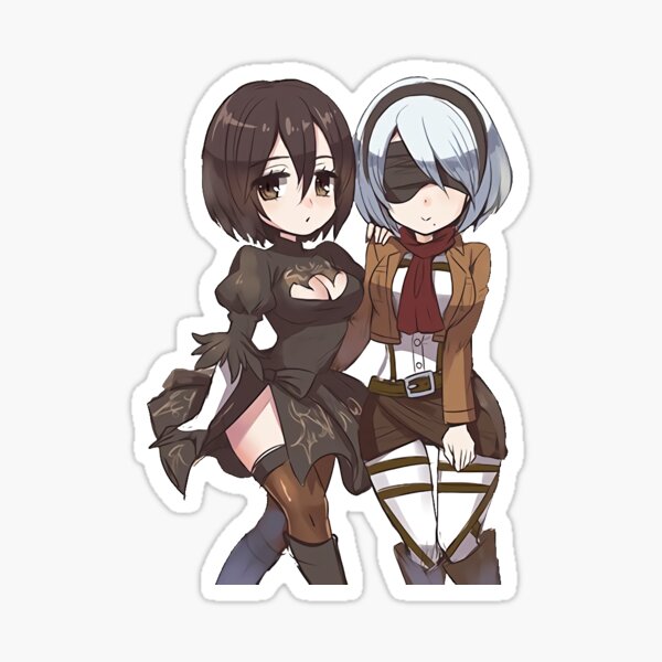 "mikasa × 2B" Sticker by Ivannart | Redbubble