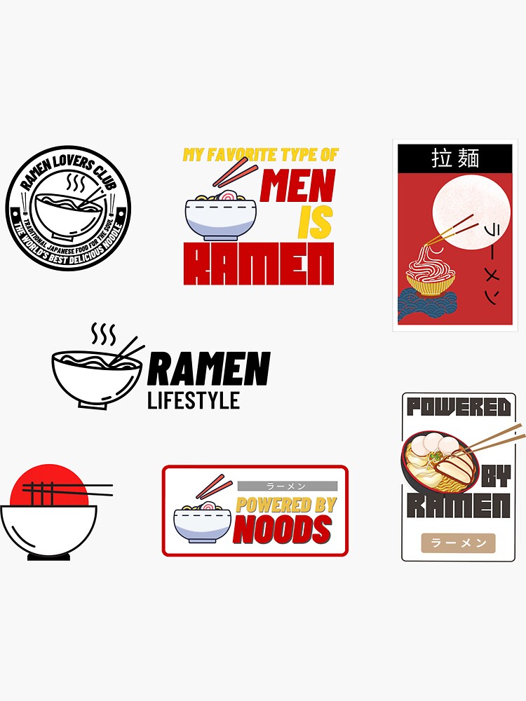 "ramen noodles sticker pack" Sticker for Sale by Bizarro23 | Redbubble