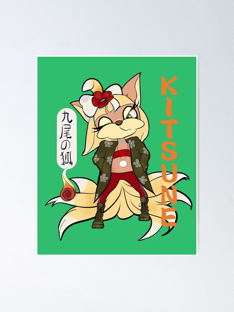 Poster « Dessin de renard à neuf queues Kitsune », par MarinaGorban ...