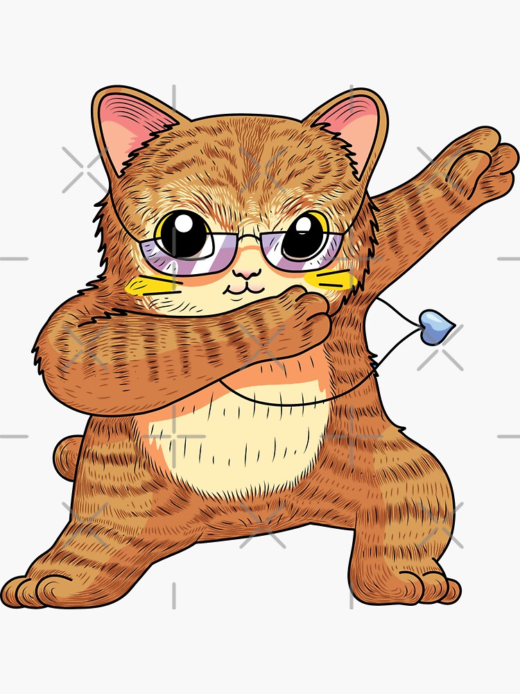 "Dabbing Cat Nerd Funny Dab" Sticker for Sale by vhtrocate | Redbubble