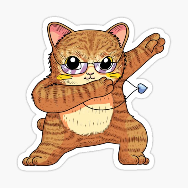 "Dabbing Cat Nerd Funny Dab" Sticker for Sale by vhtrocate | Redbubble