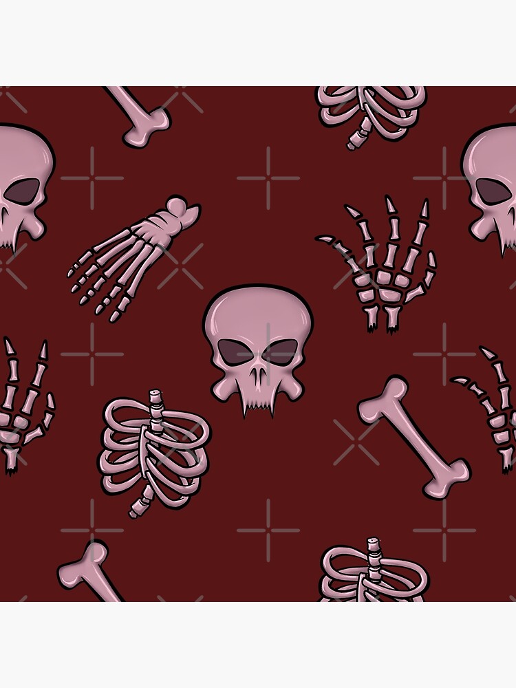 "Skeleton Bones Pattern - Red" Poster for Sale by CAHabel3 | Redbubble