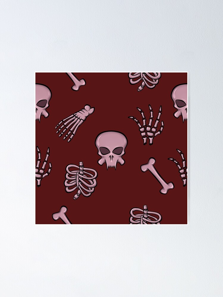 "Skeleton Bones Pattern - Red" Poster for Sale by CAHabel3 | Redbubble