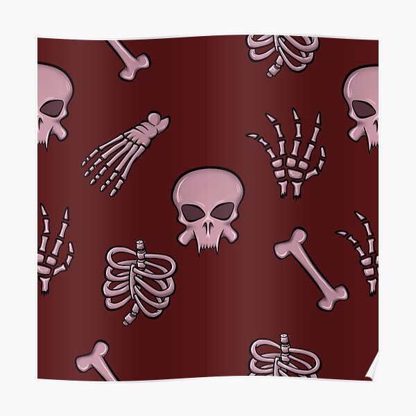 "Skeleton Bones Pattern - Red" Poster for Sale by CAHabel3 | Redbubble