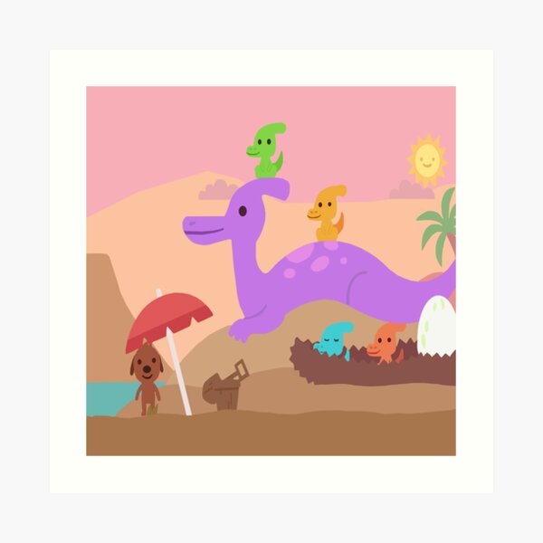 " Cute Sago Mini Dinosaur Dog on the Beach" Art Print for Sale by ...