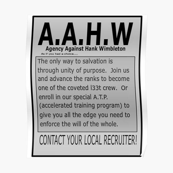 "A.A.H.W. " Poster for Sale by SunShineAr | Redbubble