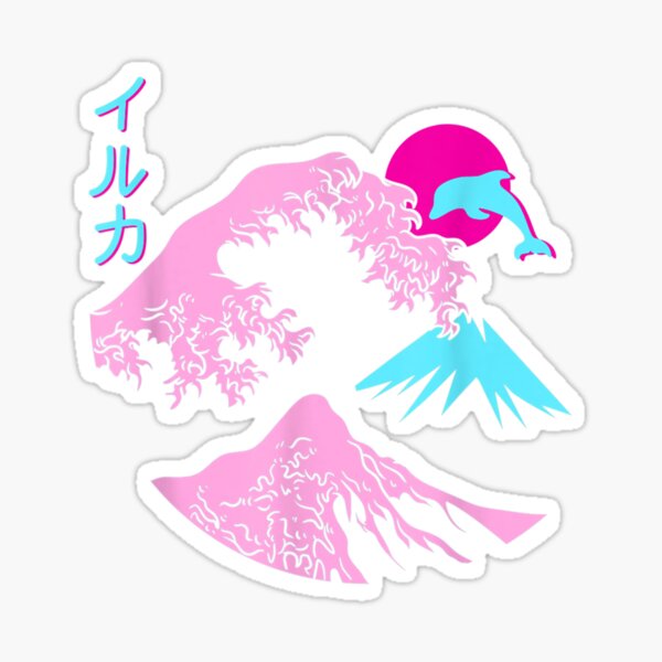 "Japanese Wave Dolphin Pastel Goth" Sticker for Sale by idabry | Redbubble