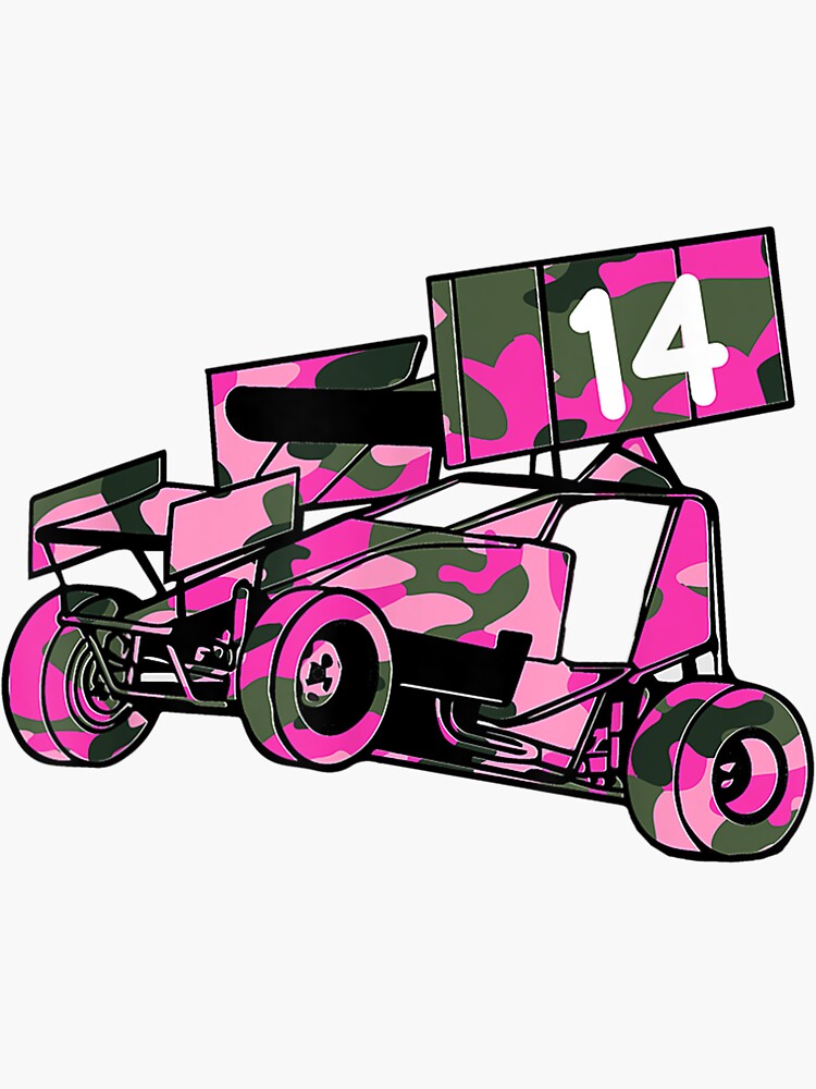 "Dirt Track Pink Green Camouflage Sprint Car Racing" Sticker for Sale ...