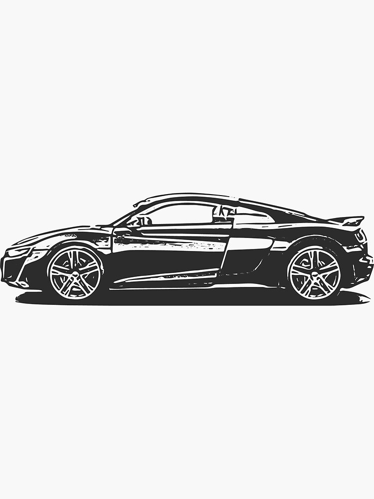 "The R8" Sticker for Sale by CarsBlack-White | Redbubble
