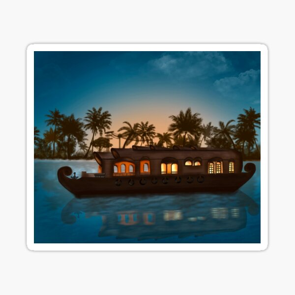 "Alleppey Boathouse" Sticker for Sale by Tedoradesign87 | Redbubble