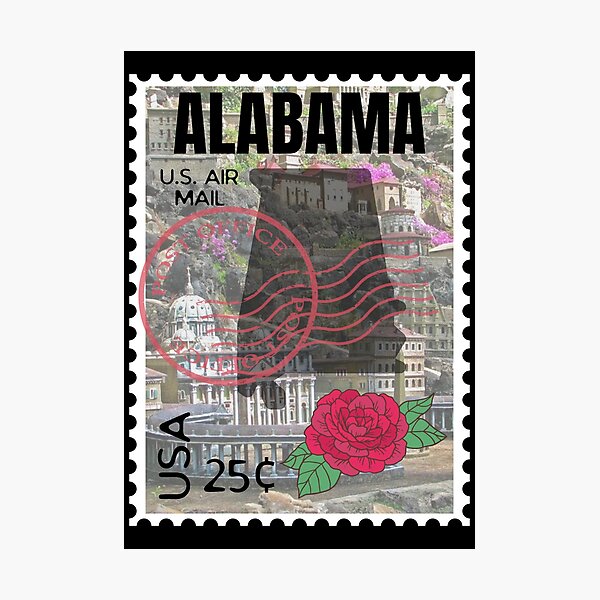 "Alabama US Postage Stamp With Camellia Flower and Ave Maria Grotto ...