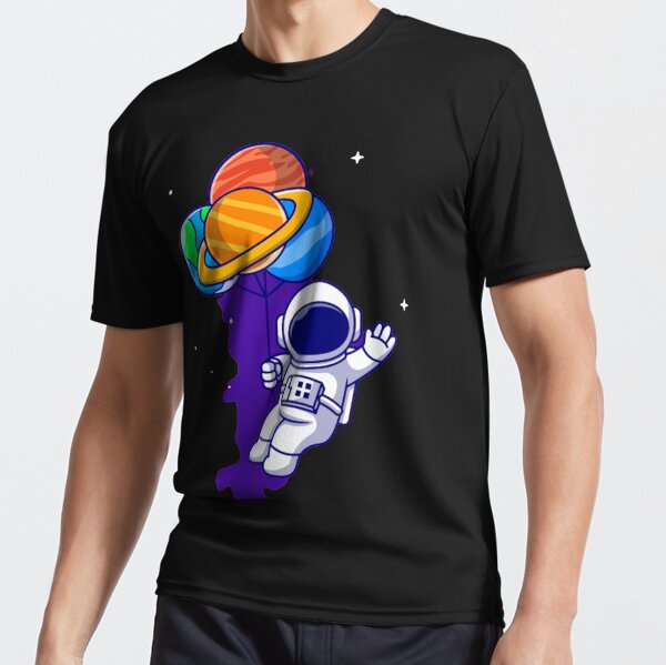 Camiseta deportiva «Lindo astronauta flotando con globos de planeta en la ilustración de icono ...