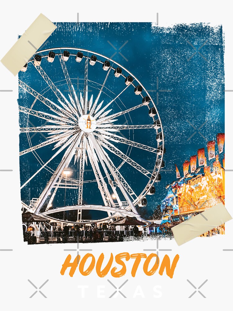"Retro Vintage Houston Texas Giant Wheel Art." Sticker for Sale by ...