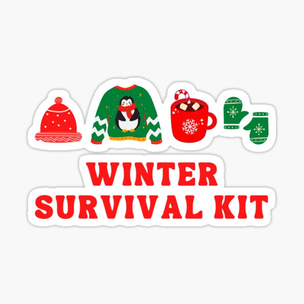 "Winter Survival Kit Christmas Pack" Sticker for Sale by rawresh6 ...