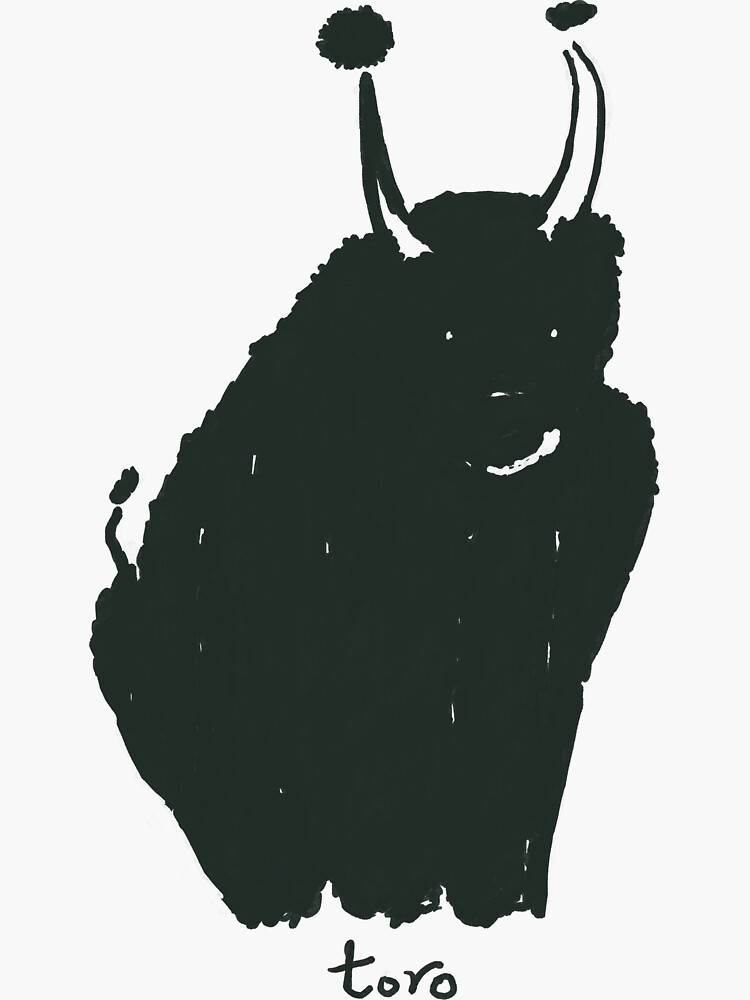 "Black Bull Toro Negero Unique illustration by Ungomario" Sticker for ...