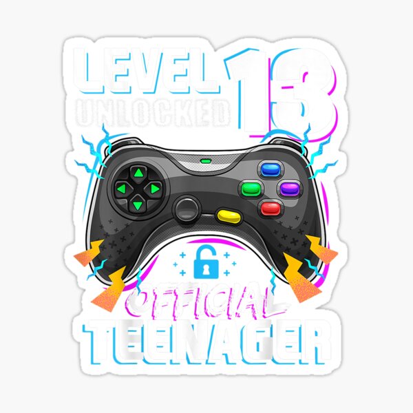 "Level 13 Unlocked Official ager Video Game 13th Birthday" Sticker for ...