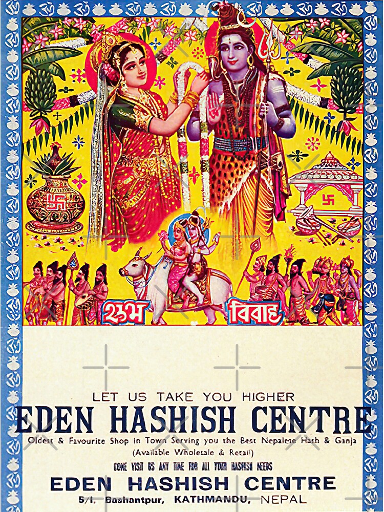 "Rare Vintage Illustrated Psychedelic Poster From Nepal - EDEN HASHISH ...