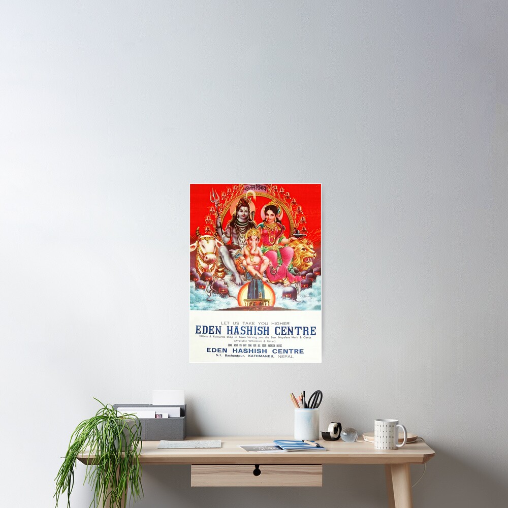 "Rare Vintage Illustrated Psychedelic Poster From Nepal - EDEN HASHISH ...