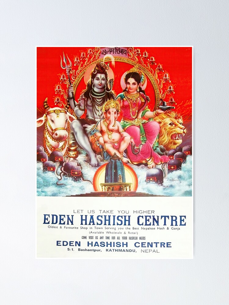 "Rare Vintage Illustrated Psychedelic Poster From Nepal - EDEN HASHISH ...