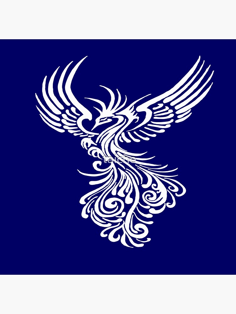 "Rising From The Ashes White Artistic Phoenix Illustration" Sticker for ...