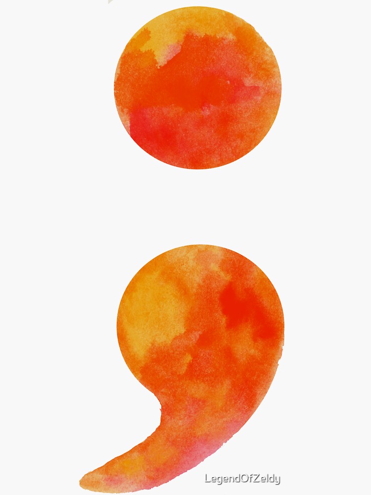 "Watercolor Semicolon (Warm Colors)" Sticker by LegendOfZeldy | Redbubble